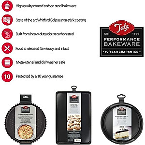 Tala Performance Extra Large Roaster with Rack and Free Large Yorkshire Pan, Professional Gauge Carbon Steel with Whitford Eclipse Non-Stick Coating, Cooking and Roasting, Black, 10A31389