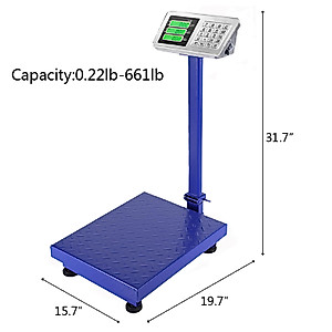 TUFFIOM 661lbs Electronic Digital Platform Scale,Heavy Duty Blue Folding Floor Scales,High-Definition LCD Display,Perfect for Mailing Luggage Shipping Package Price