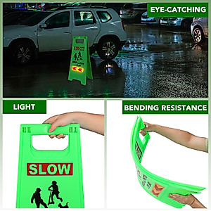 XPCARE 4 Pack Kids Playing Sign for Street, Children at Play Safety Sign with Reflective Tapes,Caution Slow Down for Street,Kids and Pets at Play Warning Sign