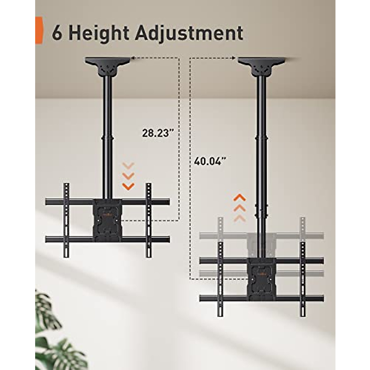 Perlegear Ceiling TV Mount, Hanging TV Mount for 37-75 inch Flat or Curved TVs up to 99 lbs, Full Motion TV Bracket with Swivel, Tilt, Max VESA 600x400mm, PGLCM1