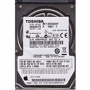 MK1655GSXF, HDD2H75 P TM01 T, Toshiba 160GB SATA 2.5 Hard Drive (Renewed)