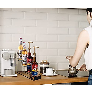 Mustry Coffee Syrup Rack for Coffee Bar Accessories, Fits with Torani and Monin Syrup, Coffee Bar Organizer Holds 4 Bottles