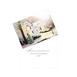Hallmark Thomas Kinkade Boxed Christmas Cards Assortment, Snowy Houses (40 Cards with Envelopes and Foil Seals)