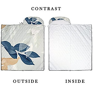 Camping Sleeping Bags for Adults Navy Blue Neutral Color Leaves 3 Season Cold Weather Sleeping Bag Waterproof Sleeping Nap Mat for Girls Boys Hiking Travel Outdoor