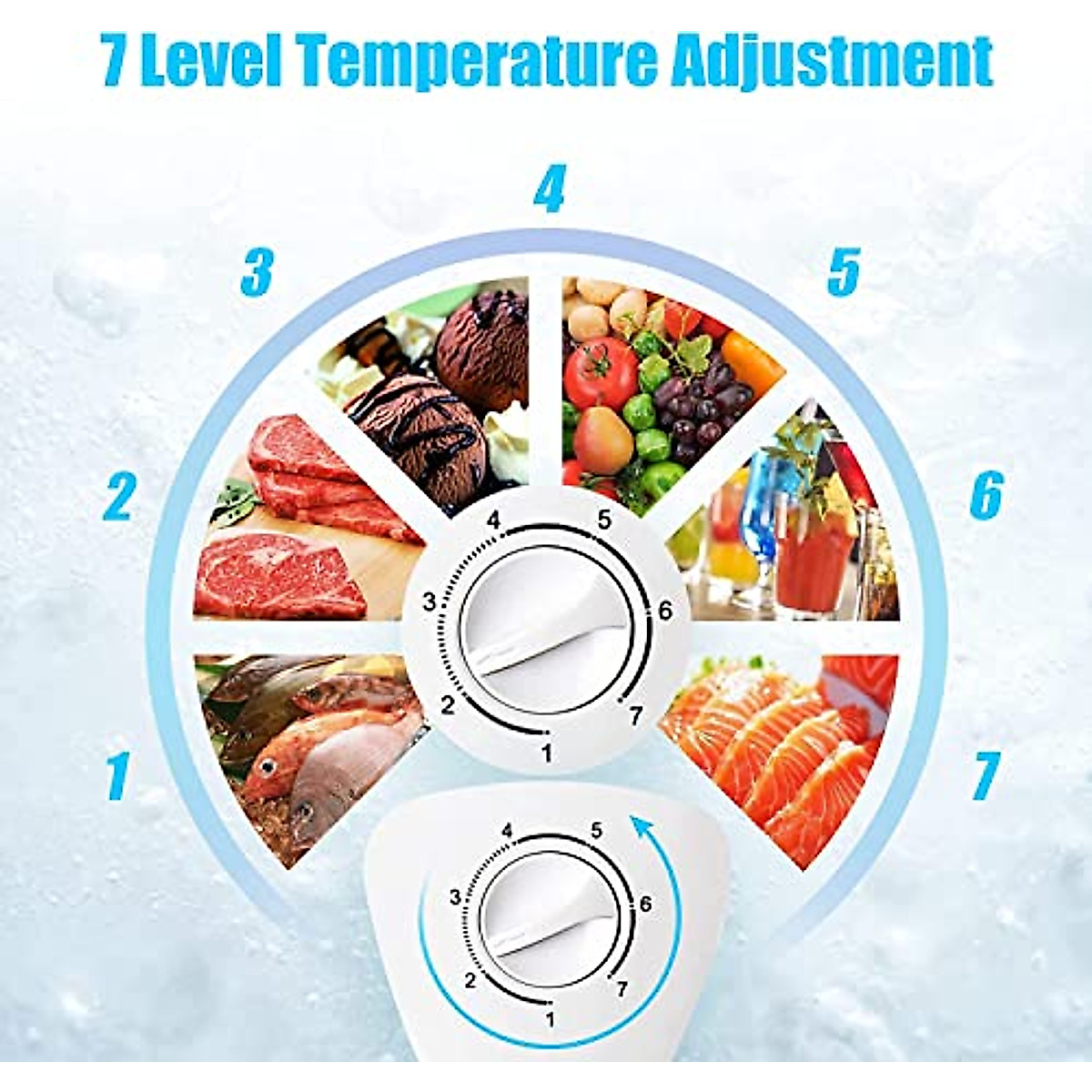 Deep Frezeer 3.5 Cubic Chest Freezer, Mini Freezer Compact Deep Freezer with Top Open Door and Removable Storage Basket, 7 Gears Temperature Control, Energy Saving, for Office Dorm or Apartment