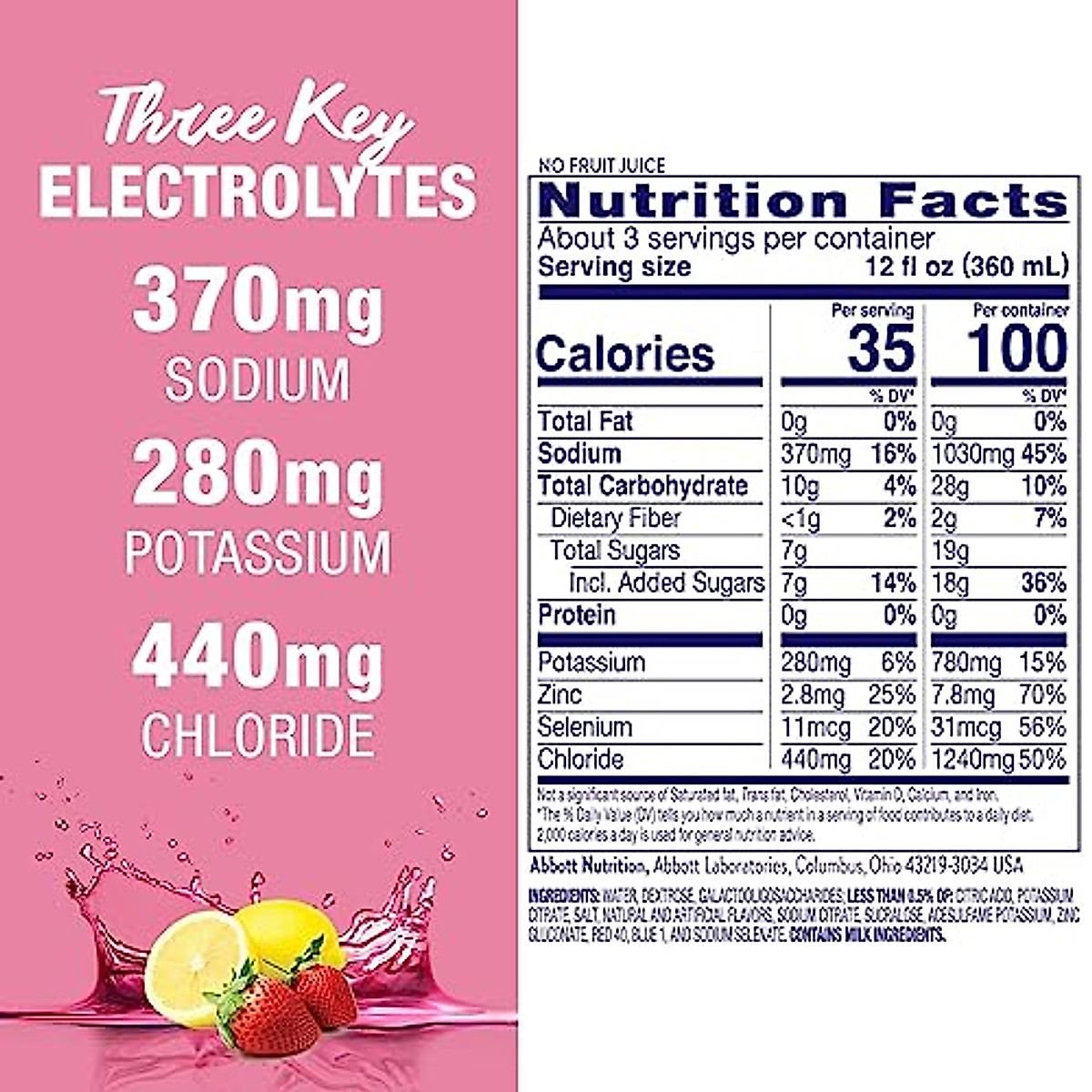 Pedialyte AdvancedCare Electrolyte Solution, 1 Liter, 4 Count, with PreActiv Prebiotics, Hydration Drink, Strawberry Lemonade