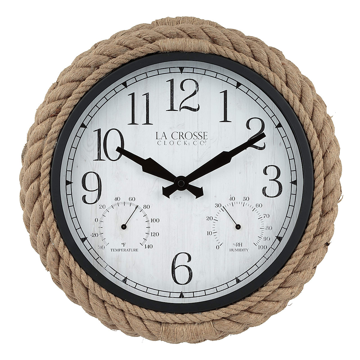 La Crosse Clock 433-3836 14-inch Rowan Indoor/Outdoor Rope Analog Quartz Wall Clock