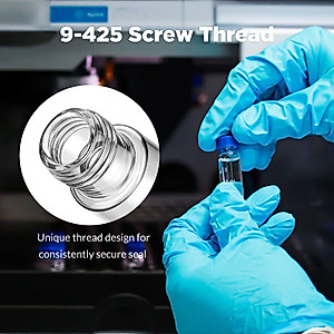 Membrane Solutions Autosampler Vials, 2ml HPLC Vials, 9-425 Lab Clear Vials with Write-on Spot and Graduations, 9mm Blue ABS Screw Caps & Septa for GC Sample Vials, 100 Pcs