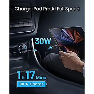 Car Charger, INIU Dual Ports [USB C 30W+USB A 30W] 5A QC 3.0 PD Fast Charge Car Charger Adapter, All-Metal Mini USB C Car Charger for iPhone 14 13 12 Pro Max iPad Samsung S21 MacBook Airpods Tablets