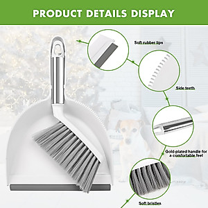 Zehrai Small Broom and Dustpan Set, Dustpan and Brush Set, Small Brush and Dustpan Set, Hand Broom and Dustpan Set, Mini Handheld Dustpan with Home, Desktop, Kitchen, pet