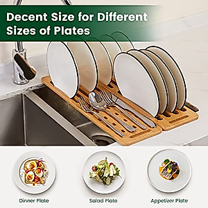 HOUSE AGAIN Foldable Bamboo Dish Drying Rack, Over The Sink Drying Rack, Dish Drainer for Kitchen Contertop, Multipurpose Over Sink Kitchen Accessories, Sturdy Bamboo Material, Hold up to 55lbs