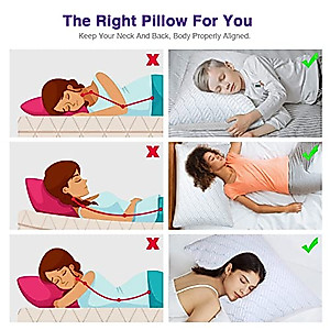 WISHSMILE Cooling Shredded Memory Foam Pillows for Sleeping Cool Cold Pillow Standard Size Set of 2 with Zipper, Adjustable Firmness to Hot, Side, Back and Stomach Sleepers, 2 Pack, 20x26