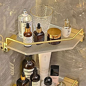 Corner Shower Caddy Shelf Gold，Acrylic Corner Shower Caddy，Shower Organizer Acrylic Corner Shower Shelf，Bathroom Floating Corner Shelf Soap and Shampoo Holder，Shower Shelf Organizer for Inside Shower