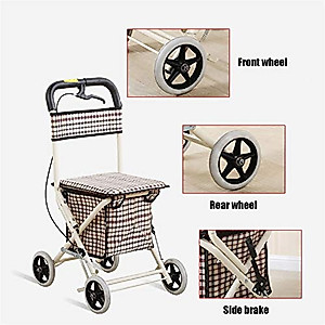 Walker with Seat and Wheels Rollators 4 Wheel with Seat Folding Lightweight Walking Aids Mobility Walkers with Padded Seat,Lockable Brakes and Carry Bag,Adjustable Height Gift for Mom Dad