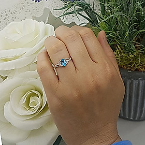 Dazzlingrock Collection 7X5 MM Oval Blue Topaz & Round Diamond Ladies Engagement Ring in 925 Sterling Silver, Size 8
