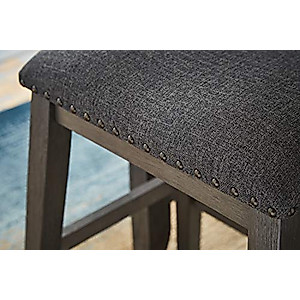 Signature Design by Ashley Caitbrook Counter Height Dining Room Table Set with 2 Upholstered Barstools, Gray