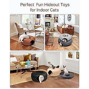 MAMI&BABI Cat Cave for Indoor Cats, Cat Donut Cat Tunnel Bed, Scratch Resistant Cat Toys for Medium Cats up to 9 lbs