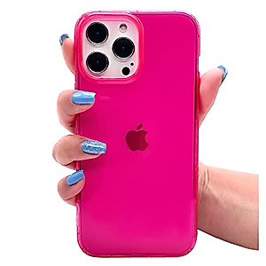 NYCPrimeTech iPhone 12 Pro Max Case/Slim and Soft Transparent Neon Pink Cover with Bumper Edge for iPhone 12 Pro Max/Cute Flexible & Stylish Protection for iPhone 12 Pro Max// 6.7" (Hot Pink)