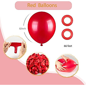 100pcs Red Balloons, 12 inch Red Latex Party Balloons Helium Quality for Like Birthday Party,Wedding, Anniversary, Christmas or Vanlentine's Party Decoration (with Red Ribbon)…