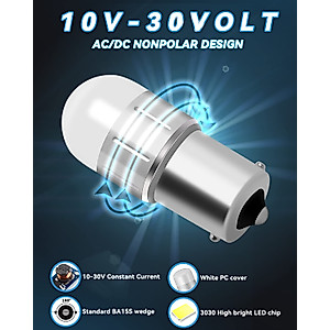 Keiurot 93 Bulb 89 67 Led Bulb S8 BA15S 1156 1141 Bulb 10-30Volt AC/DC for Desk Lamp,Outdoor Landscape Patio Lighting,Pathway Lights,RV Camper Marine Boat Trailer Lighting White,2Pack