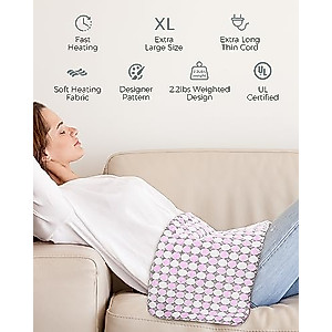 NOWWISH Heating Pad for Back Pain & Cramps Relief, Moist Heat & Auto Shut Off, Machine Washable, Gifts for Women, Mom, Wife,12 "x 24", Purple