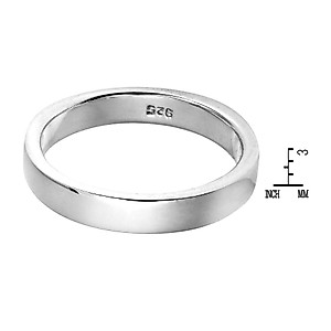 AeraVida Simple Everyday Wear .925 Sterling Silver Plain 3 mm Band | .925 Sterling Rings for Women | Silver Band Rings for Men | Comfort Fit Plain Rings | Wedding Plain Band Size 8