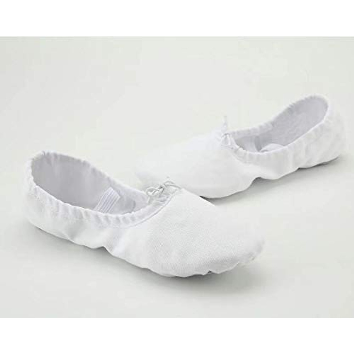 missfiona Women Canvas Ballet Slippers Dance Shoes Adult Practice Yoga Flat Belly Shoes(7, White)