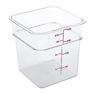 Cambro 4SFSCW135 CamSquare Food Container 4 Qt. 7-1/4 x 7-1/4 x 7-3/8 Clear - Case of 6