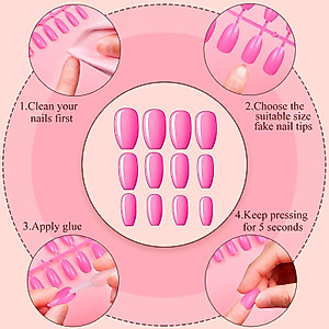 Maitys 720 Pieces 30 Sets Medium Square Press on Nails Glossy Fake Nails Solid Color Artificial Tips Full Cover for Women Girls Ballerina DIY(Classic Colors)