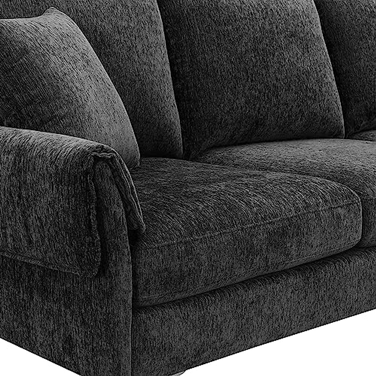 FANYE 84" L-Shaped Upholstered Corner Sectional Sofa 3 Seaters Sofa & Couch,Modern Chenille Upholstery Metal Legs Couch with Reversible Chaise and 2 Pillows for Home Apartment Office Living Room