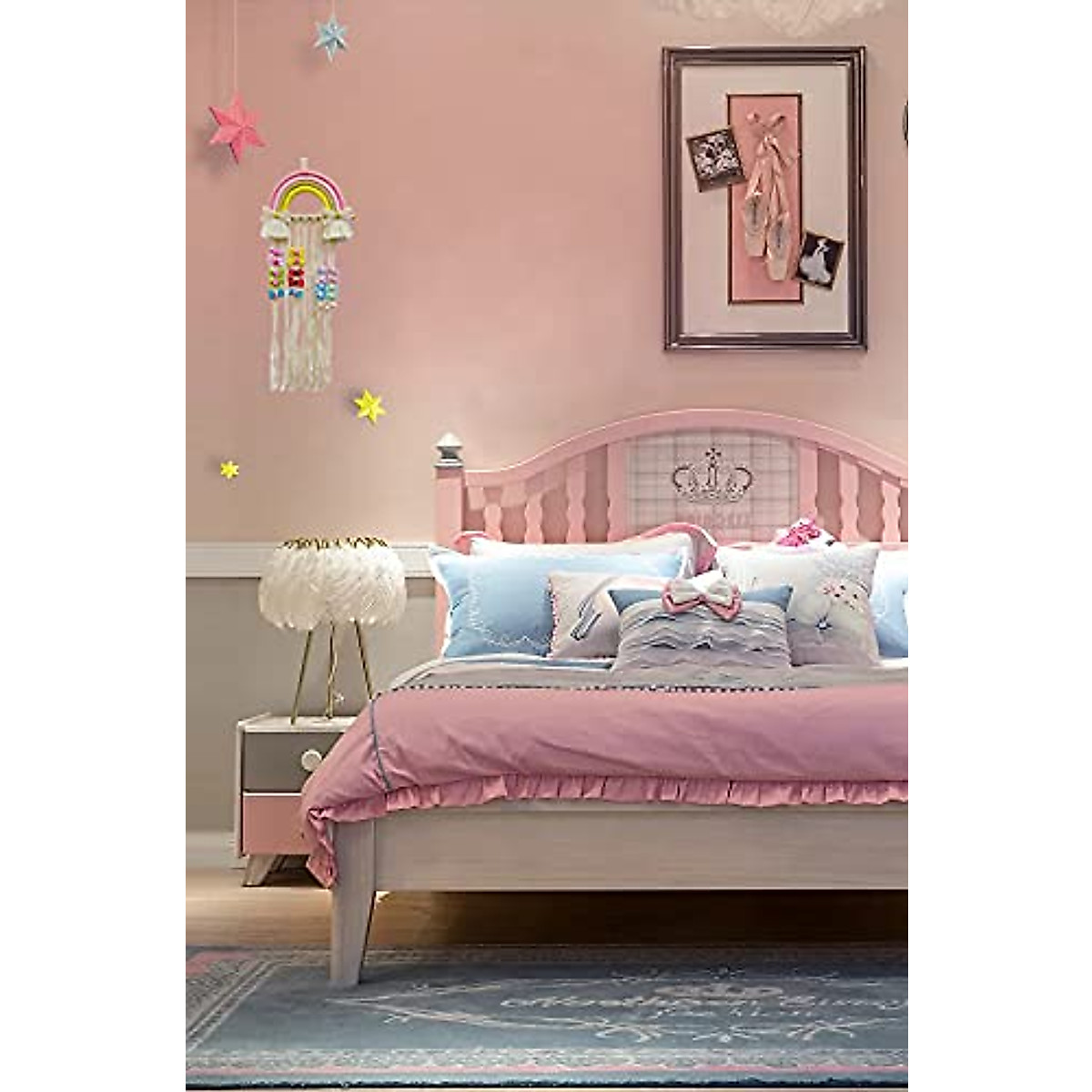 Stemytic Hair Bow Holder Organizer for Girls Hair Clips Storage Rainbow Hanger for Home Decor (Light Pink)