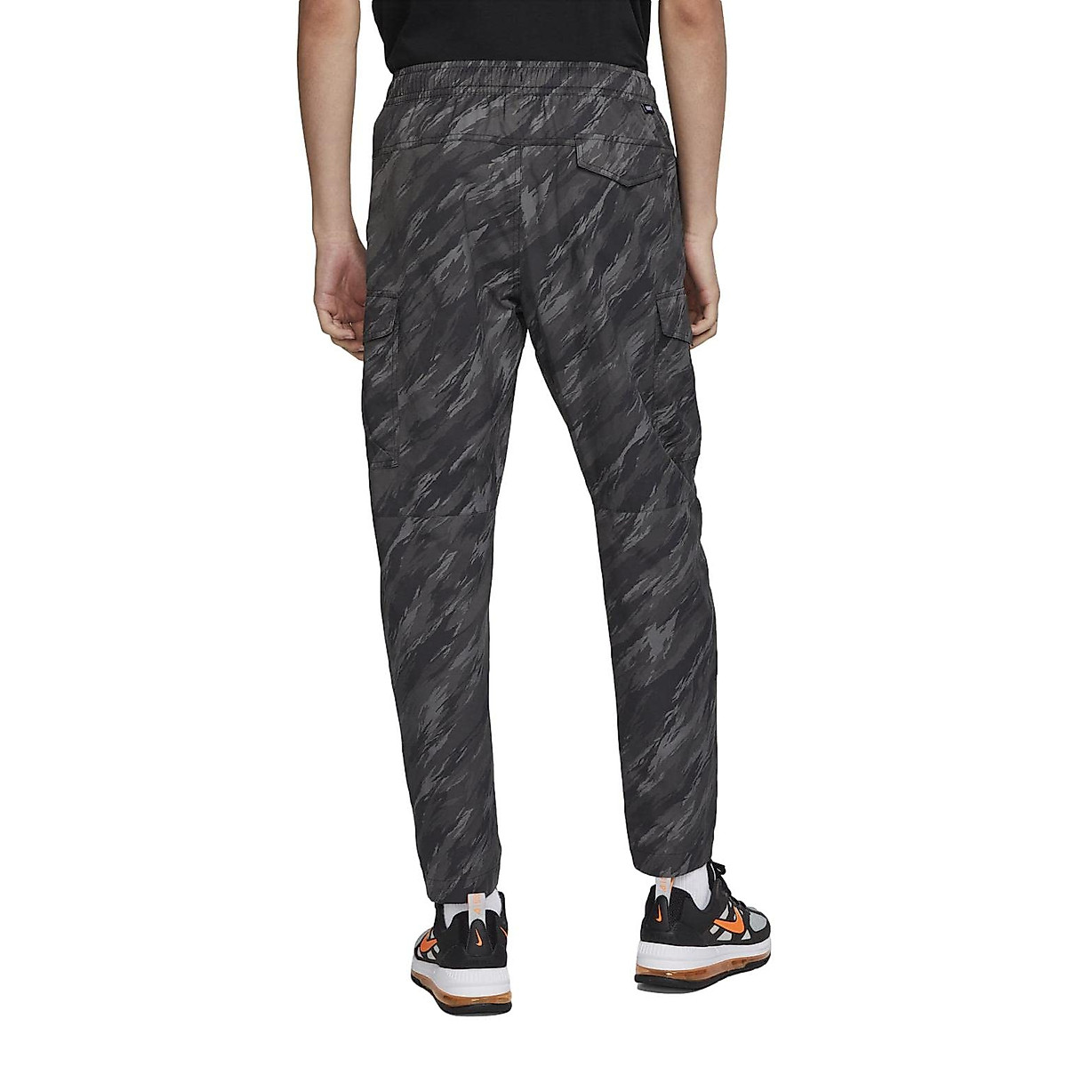 Nike Sportswear Men's AOP Woven Unlined Utility Pants Trousers (as1, Alpha, m, Regular, Regular, Black/Orange, Medium, Regular)