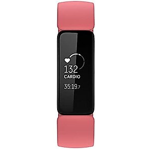 Fitbit Inspire 2 Health & Fitness Tracker with a Free 1-Year Fitbit Premium Trial, 24/7 Heart Rate, Black/Desert Rose, One Size (S & L Bands Included)