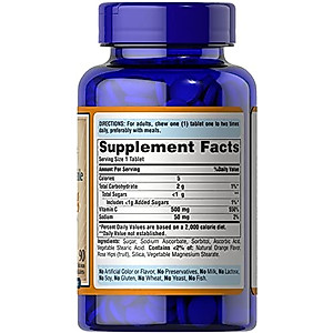 Puritans Pride Chewable Vitamin C-500 Mg with Rose Hips Chewables, 90 Count