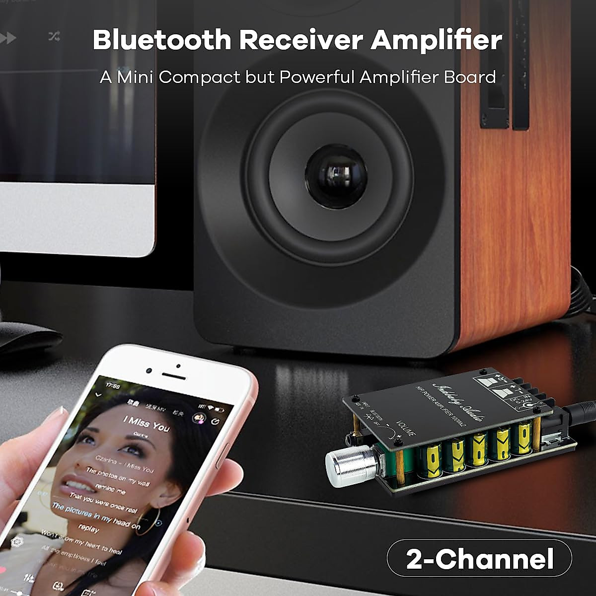 200W Bluetooth 5.0 Amplifier Board TPA3116D2 100W+100W Stereo Dual Channel Amp Board Audio Receiver for Home DIY Speakers