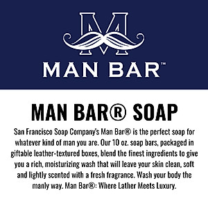 San Francisco Soap Company Peppered Cardamom and Juniper Man Bar - EXFOLIATING - No Harmful Chemicals - Good for All Skin Types - Made in the USA