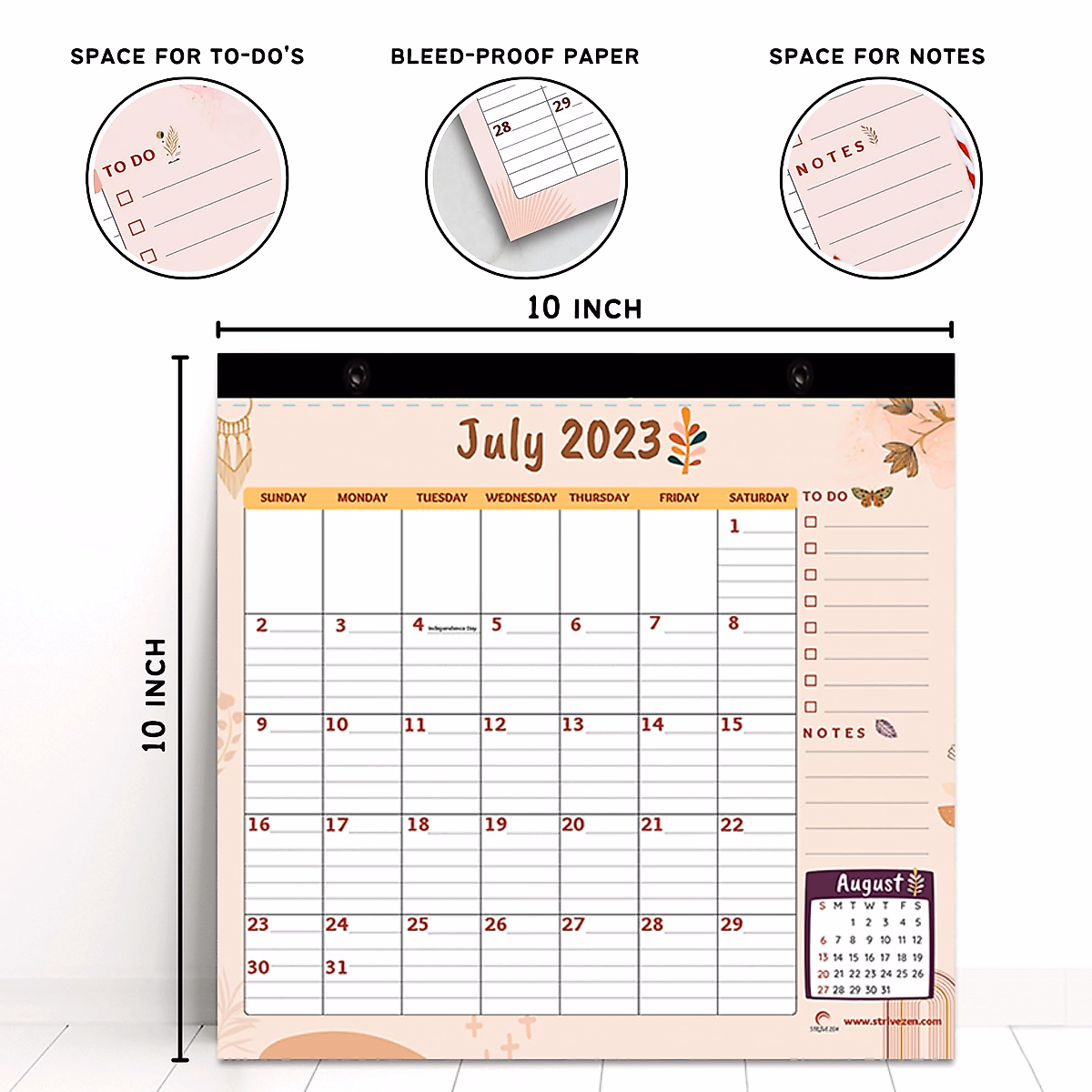 Fridge Calendar 2024 2025 by StriveZen, Magnetic, Monthly 10x10 Inch, Academic, Refrigerator, Desktop, Gift, Teacher Family Busy Mom Office, January 2024- December 2025