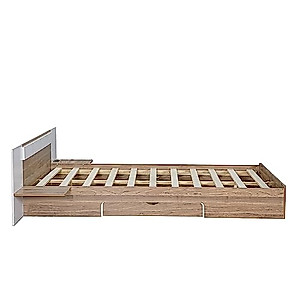 Lifeand Full Size Low Loft Bed with Ladder and Slide,White