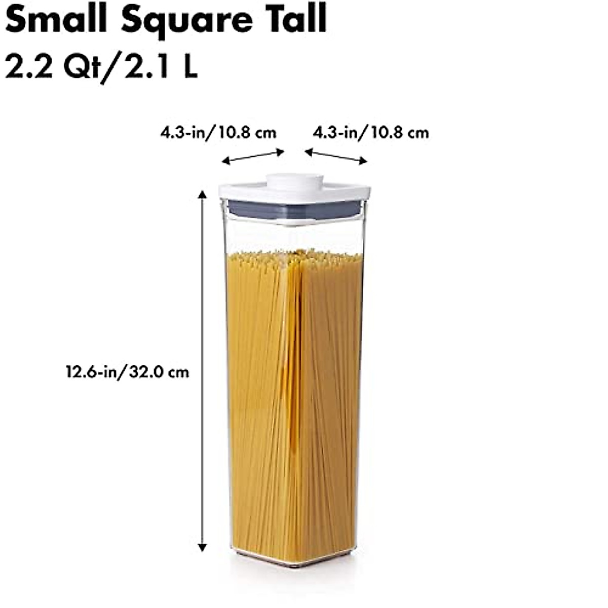 OXO Good Grips POP Container - Airtight Food Storage - 2.3 Qt Square (Set of 4) for Spaghetti and More