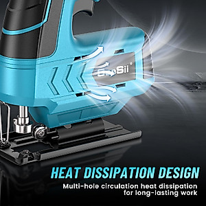Seesii Cordless Jig Saw, 12V Jigsaw with 2 Lithium Batteries, Charger, and 10PCS Blades, ±45° Bevel Cuts, Variable Speed for Straight, Curve, and Bevel Cutting