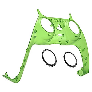 eXtremeRate Clear Green Decorative Trim Shell Compatible with ps5 Controller, DIY Replacement Clip Shell, Custom Plates Cover Compatible with ps5 Controller with Accent Rings