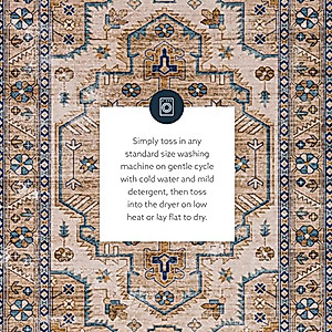 Linon The Anywhere Washable Rug Jones Ivory/Gold 3' X 5' Accent Rug