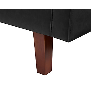 HoynPuko Multi-Functional Convertible Double Folding PU Leather Sofa Bed Living Room Furniture with Removable Wooden Legs, Adjustable Button Tufted Backrest, 74.41" W x 32.67" D x 29.13" H Black