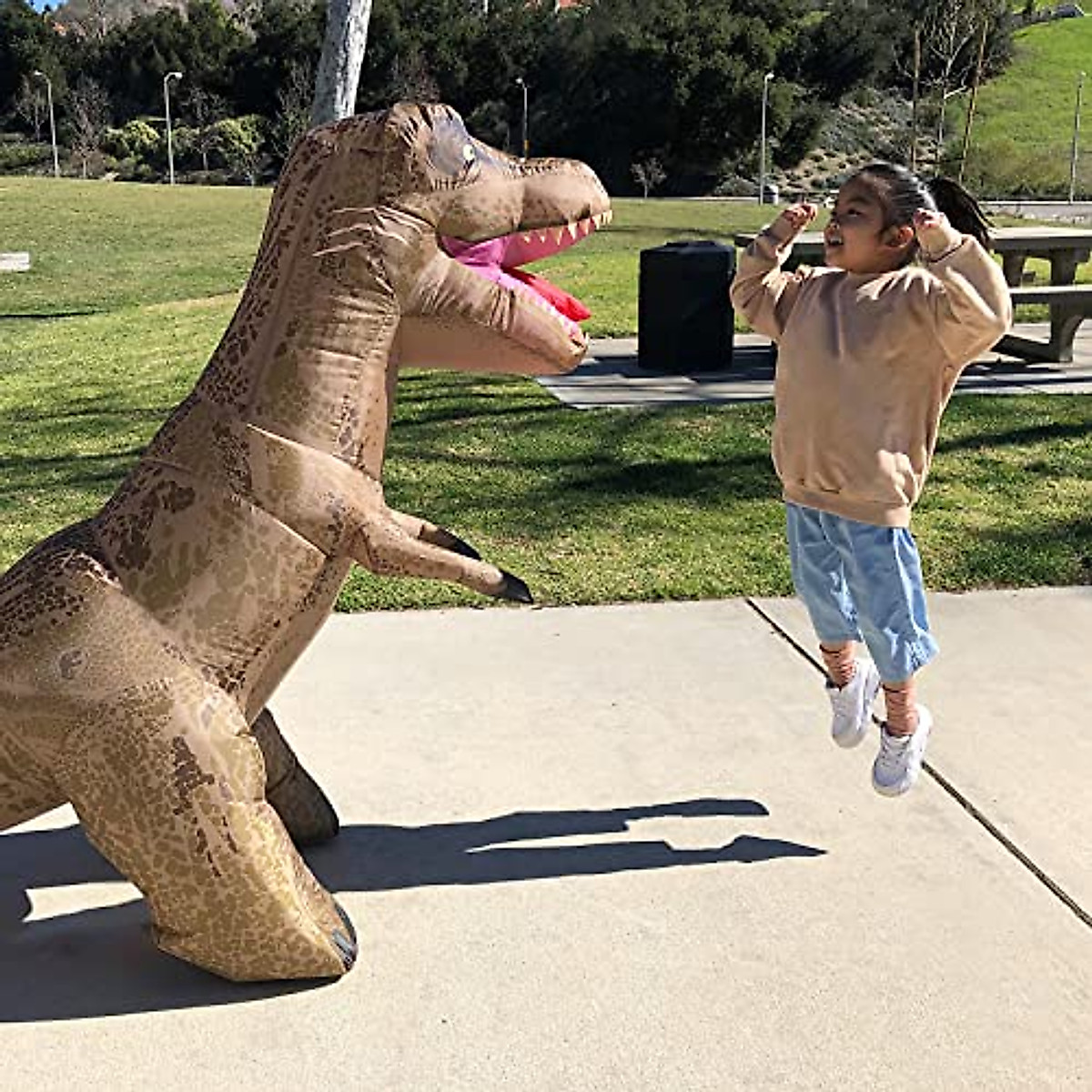 AIRTITANS Jurassic World Inflatable T Rex RC – Massive Attack Air Titans Dinosaur - Over 6 Feet Long - Turns & Spins - Stomps & Roars!