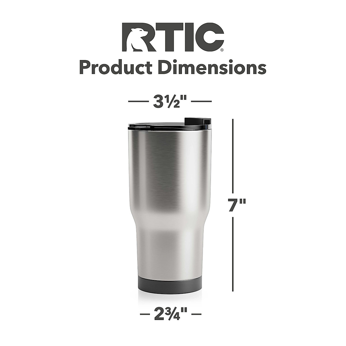 RTIC 20 oz Insulated Tumbler Stainless Steel Coffee Travel Mug with Lid, Spill Proof, Hot Beverage and Cold, Portable Thermal Cup for Car, Camping