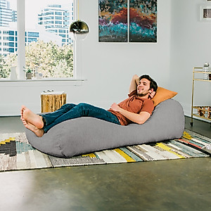 Jaxx Arlo Chaise Lounger Bean Bag Chair - Premium Chenille, Grey