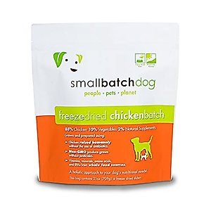 Smallbatch Pets Freeze-Dried Premium Raw Food Diet for Dogs, 25oz, Chicken Recipe, Bulk Bag, Made in The USA, Organic Produce, Humanely Raised Meat, Hydrate and Serve Patties, Wholesome & Healthy