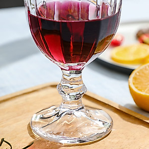 EVEREST GLOBAL Iced Tea Goblet Glasses Set of 6 10.2 oz Vintage Octagon Glassware for Beverage Stemmed Stemware Soda Juice Water Perfect for Party Bars Restaurants (Crystal Clear)