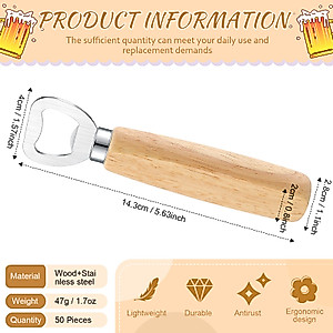 50 Pcs Wood Wine Bottle Opener Stainless Steel Bottle Opener Wood Handheld Heavy Duty Bartender Bottle Openers Cider Bottle Opener Engraved Gift Set for Kitchen Wedding Party Bar Home Restaurant