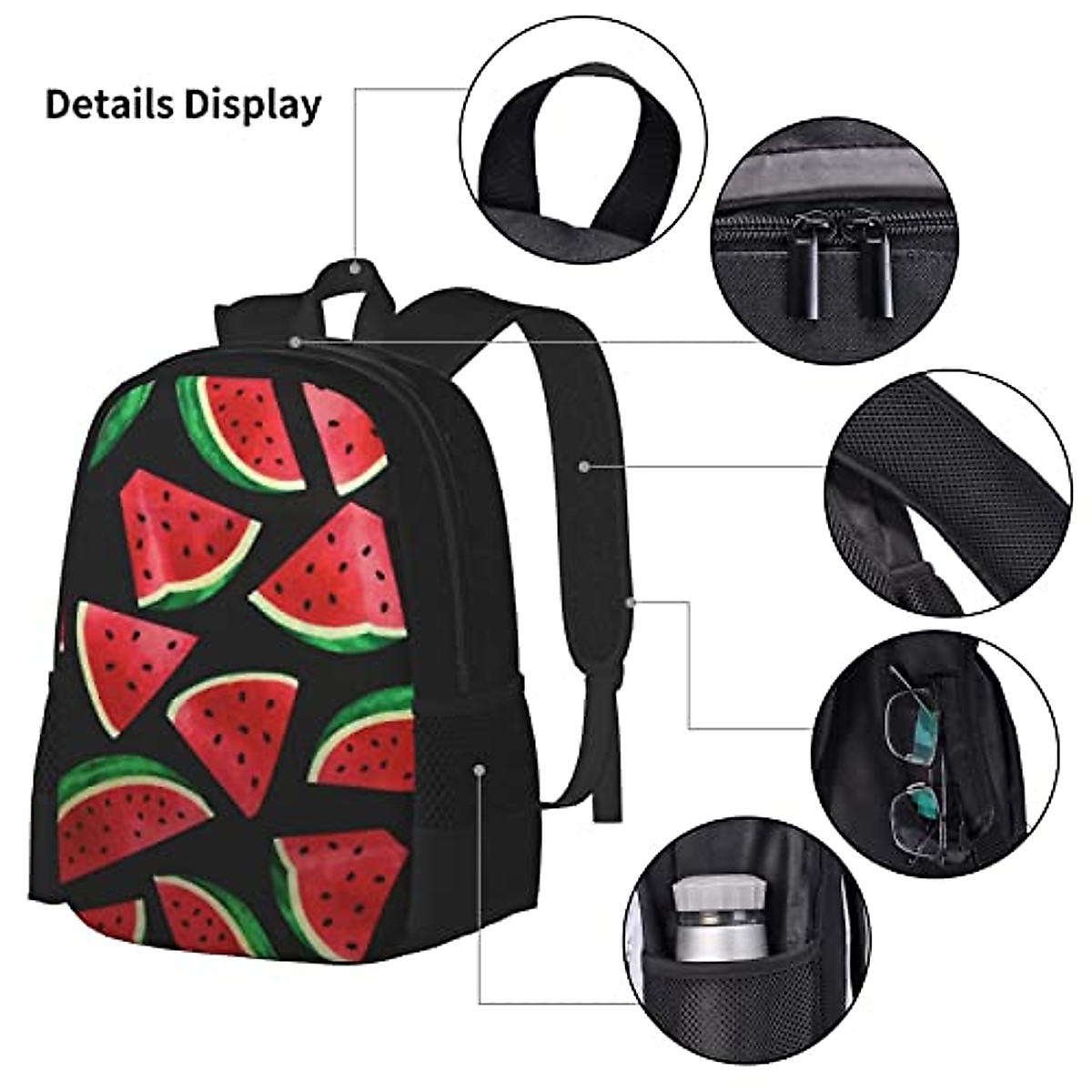 xubrextas 2pcs Backpack Set For Boys, Watermelon Backpacks And Lunch Box For Girl Elementary Bags Teens Bookbags